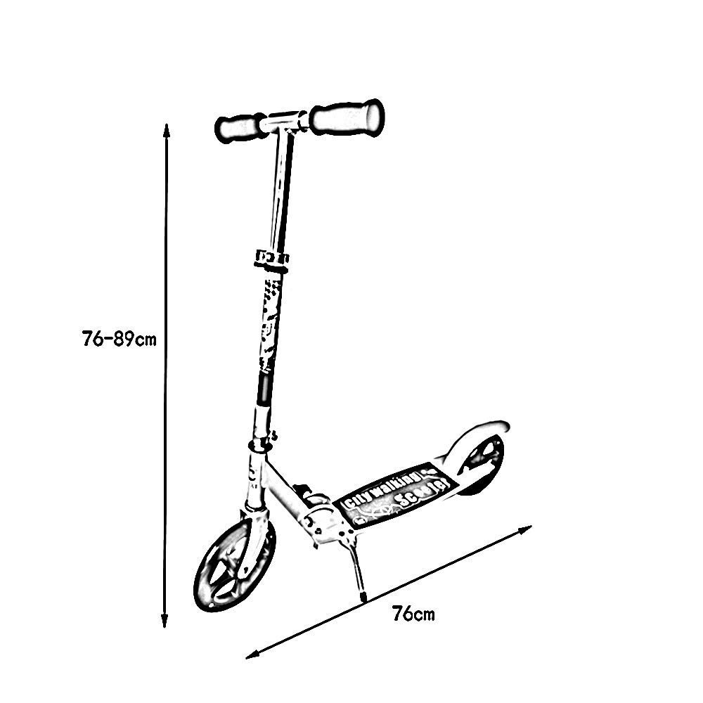 NAN Non-Electric Folding Scooter/Scooter/Adjustable/Foot Brake/Widened Pedal / 8 Years Old / 2 Wheel Scooter (Color : Black)