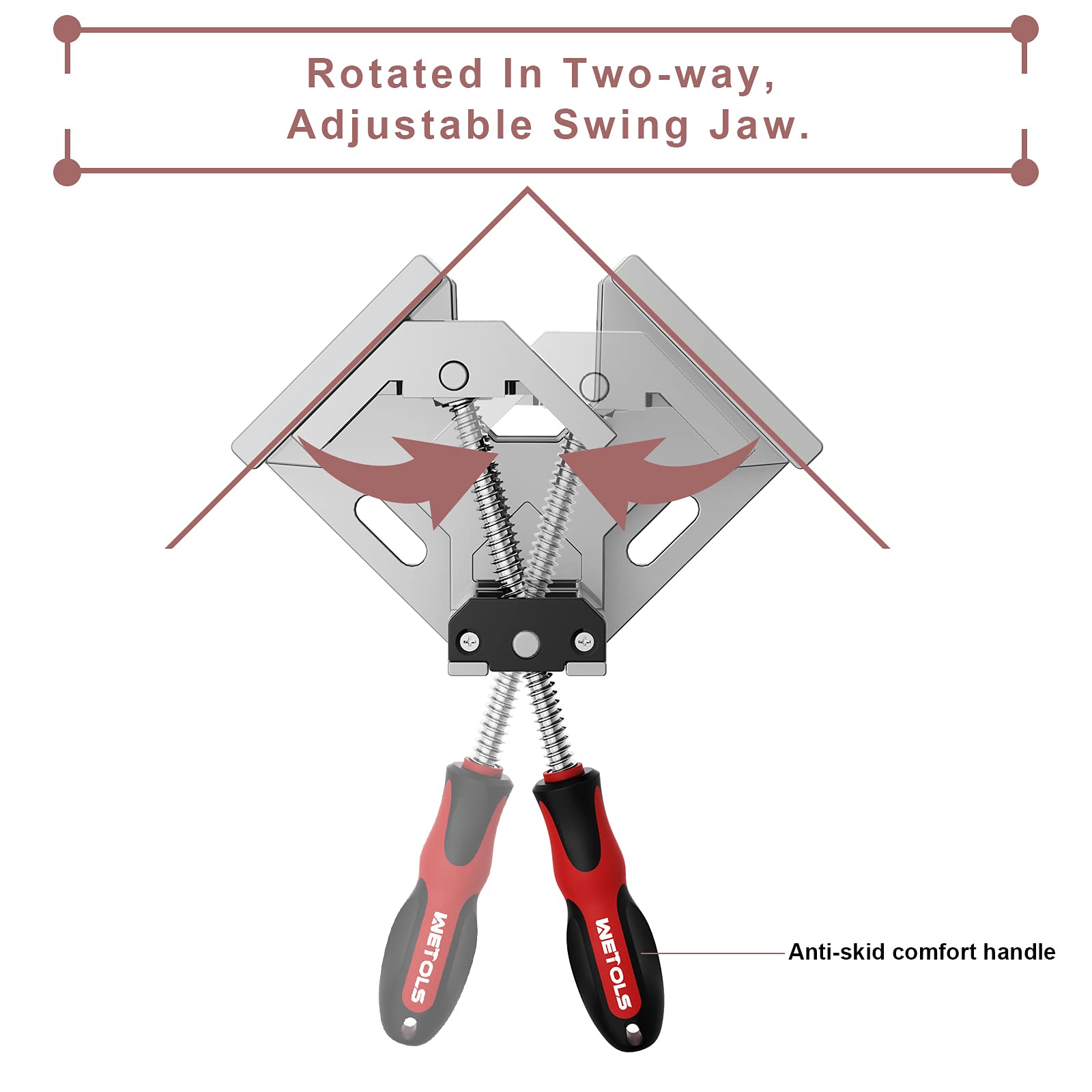 WETOLS Corner Clamp 2pcs 90 Degree Right Angle Clamp with Adjustable Aluminum Alloy Swing Jaw, Single Handle Clamps for Woodworking, Photo Framing, Gifts for Men Dad