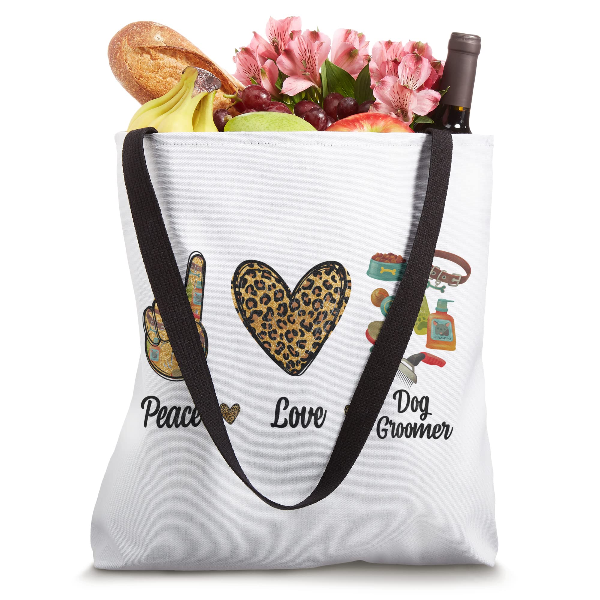 Peace Love Dog Groomer Grooming Puppies Pet Leopard Men Tote Bag