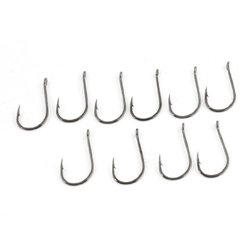 Qtqgoitem 10 Pcs Dark Gray Barbed Eye Hole End Fishing Tool Fishhooks Hooks 13# (model: 588 0b3 389 98d 390)