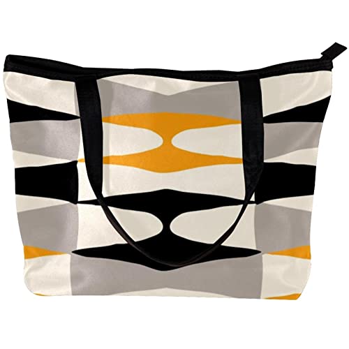 Women's Large Size Canvas Shoulder Bag Hobo Crossbody Handbag Casual Tote, Modern Abstract Art Gray Geometric
