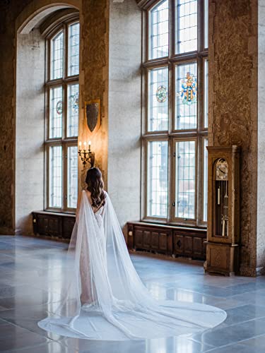 Sparkling Bridal Shawl Glitter Capes Veil for Weding Dress Robe Cape Shawls Wings Veil Bling Bling Champagne Veil (Ivory)