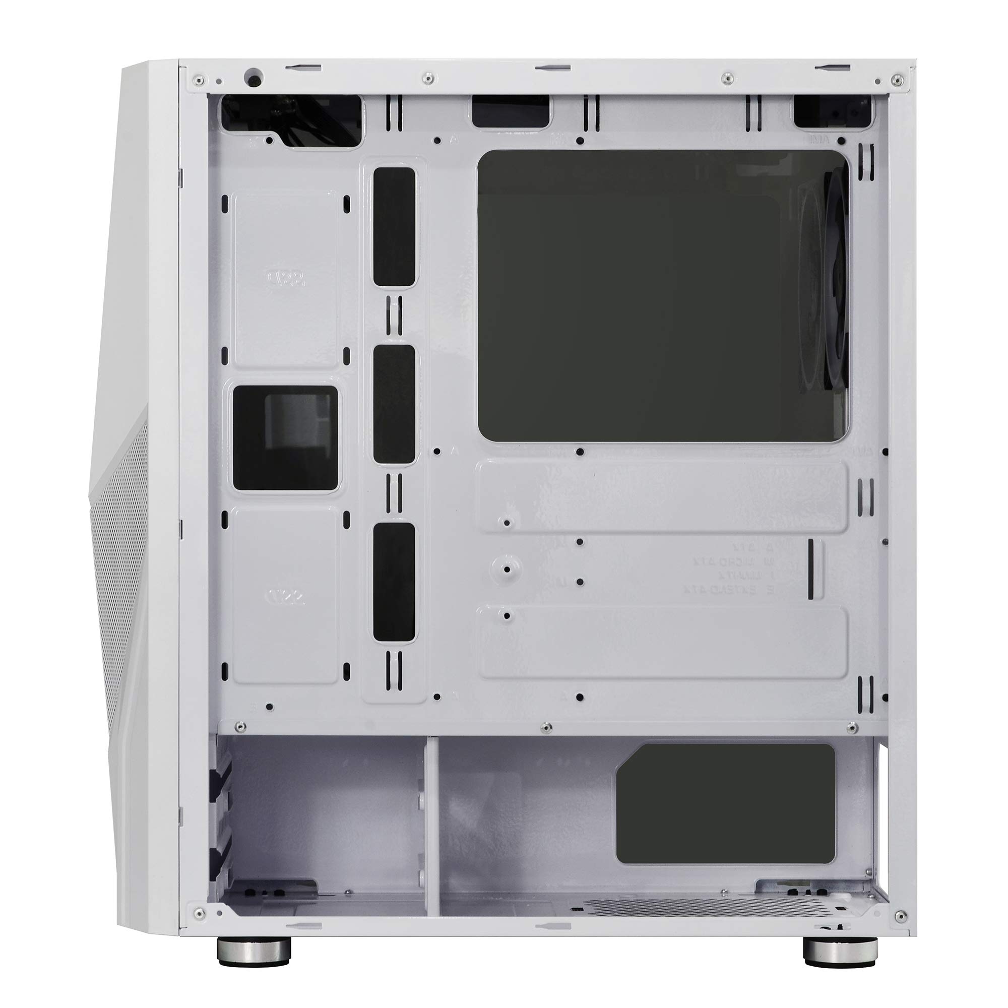 Montech Fighter 500 White ATX Mid-Tower Computer Gaming Case/Pre-Installed Four Rainbow LED Fans, High-Airflow, Mesh 3D Front Panel, Tempered Glass, Magnetic Dust Filter/ATX,Micro ATX,Mini-ITX