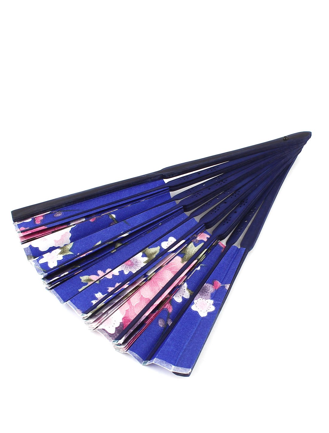 Qtqgoitem Navy Blue Ribs Flower Pattern Foldable Cool Hand Fan (model: 061 a88 65f 6f6 ddf)