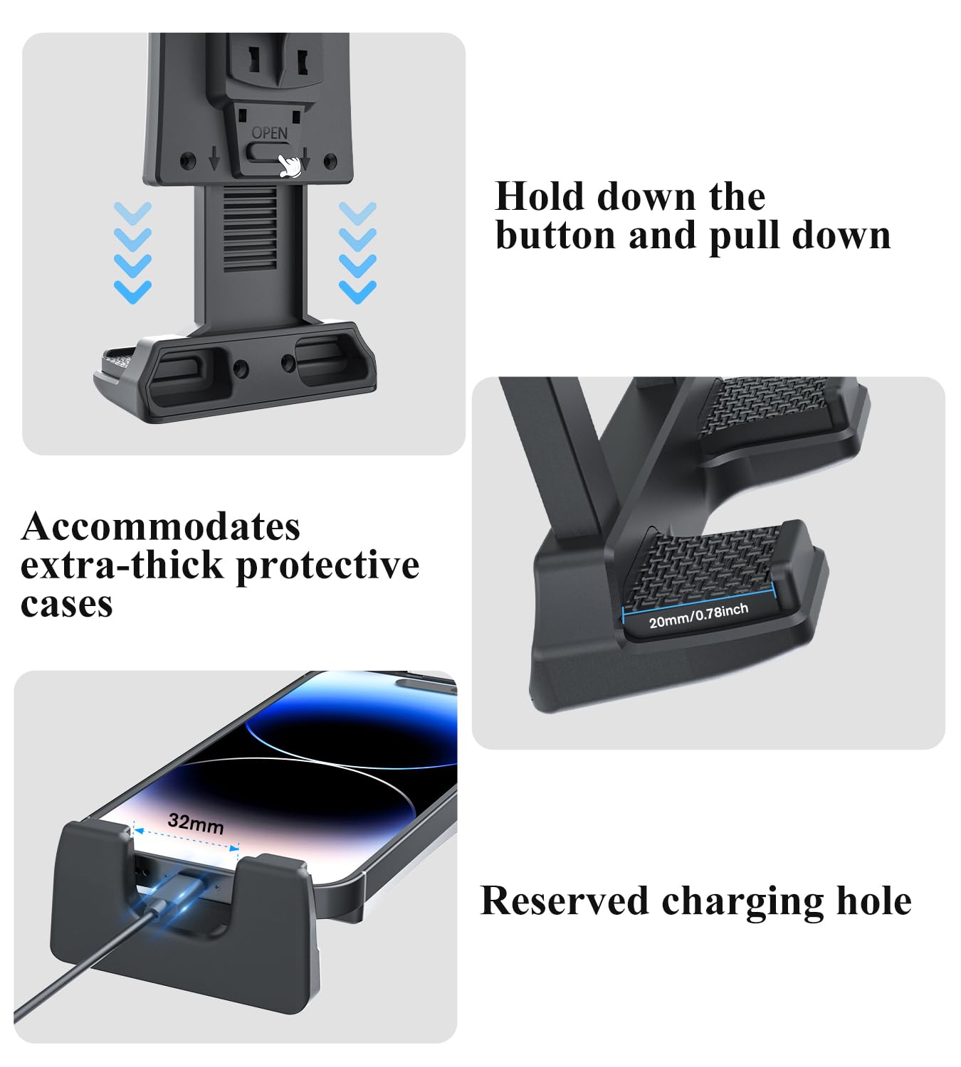 OHLPRO Car Tablet Holder - Heavy Duty Drill Base, Compatible with iPad Samsung Tab 5"-13" Tablet and Phone, Car Tablet Mount for Truck/Business Vehicle/Desktop/Wall, etc.