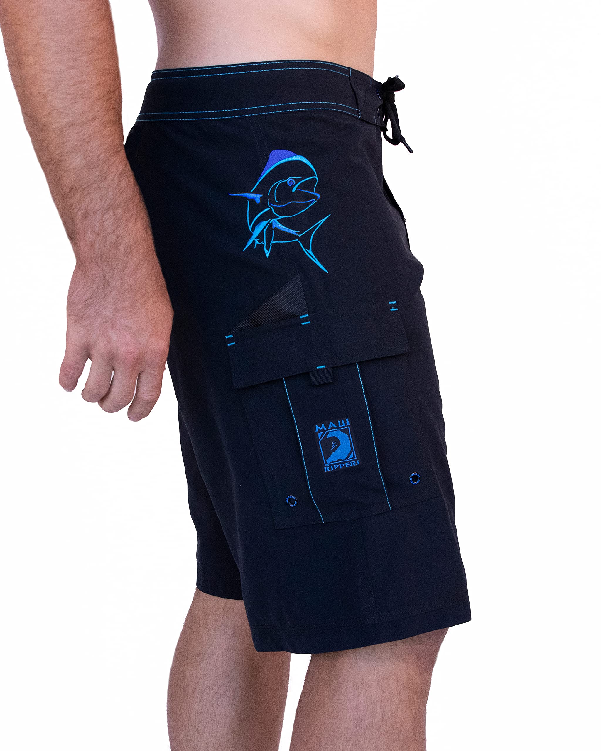 Maui Rippers Men's 22" Mahi Fisherman Short, Black (36)