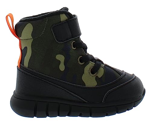 Polo Ralph Lauren Baby Boy's Barnes Boot (Toddler) Black/Olive Camouflage Mesh/Orange Pony Player 4 Toddler M