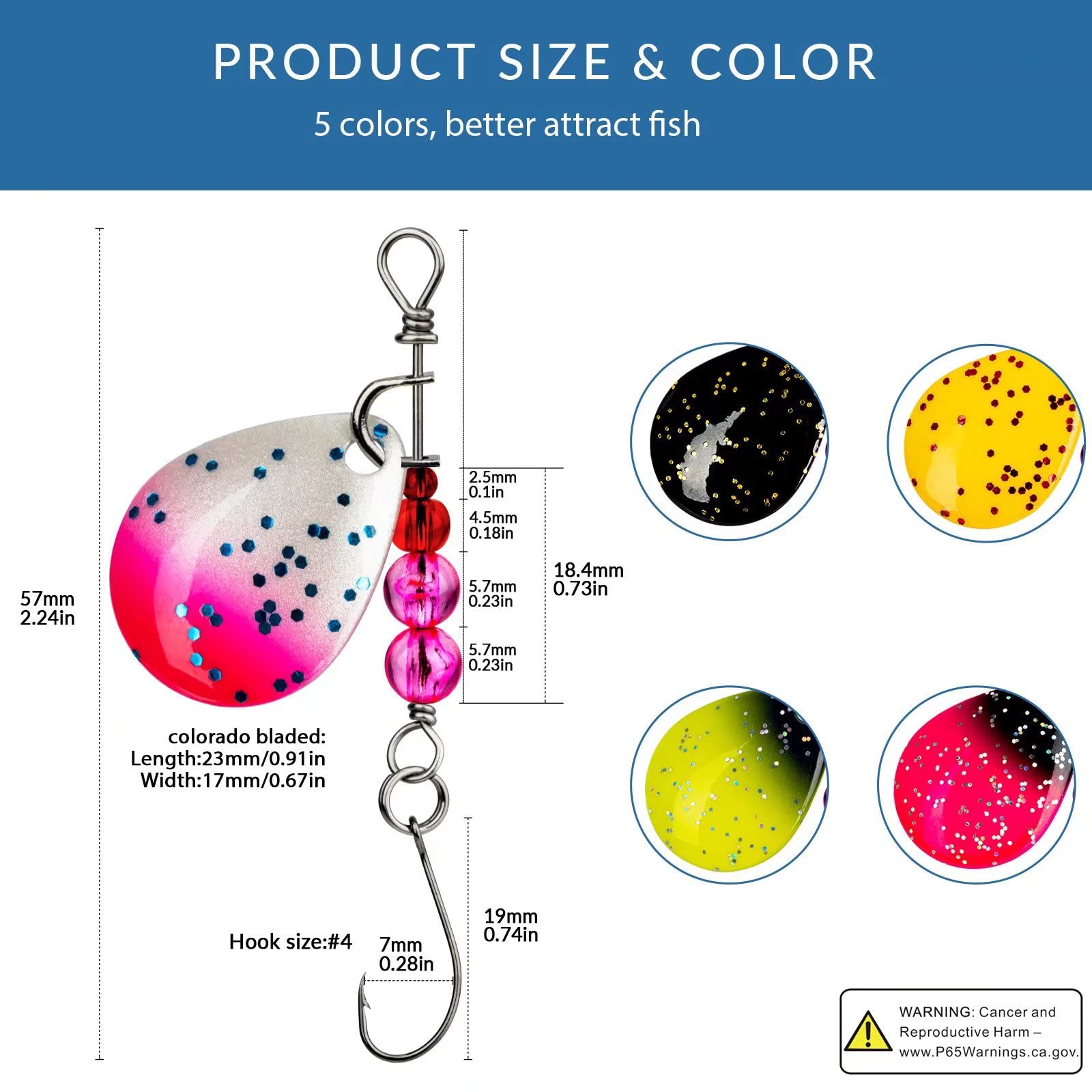 THKFISH Spinner Baits Fishing Spinner Baits Trout Spinners Trout Lures Colorado Spinner D-5pcs