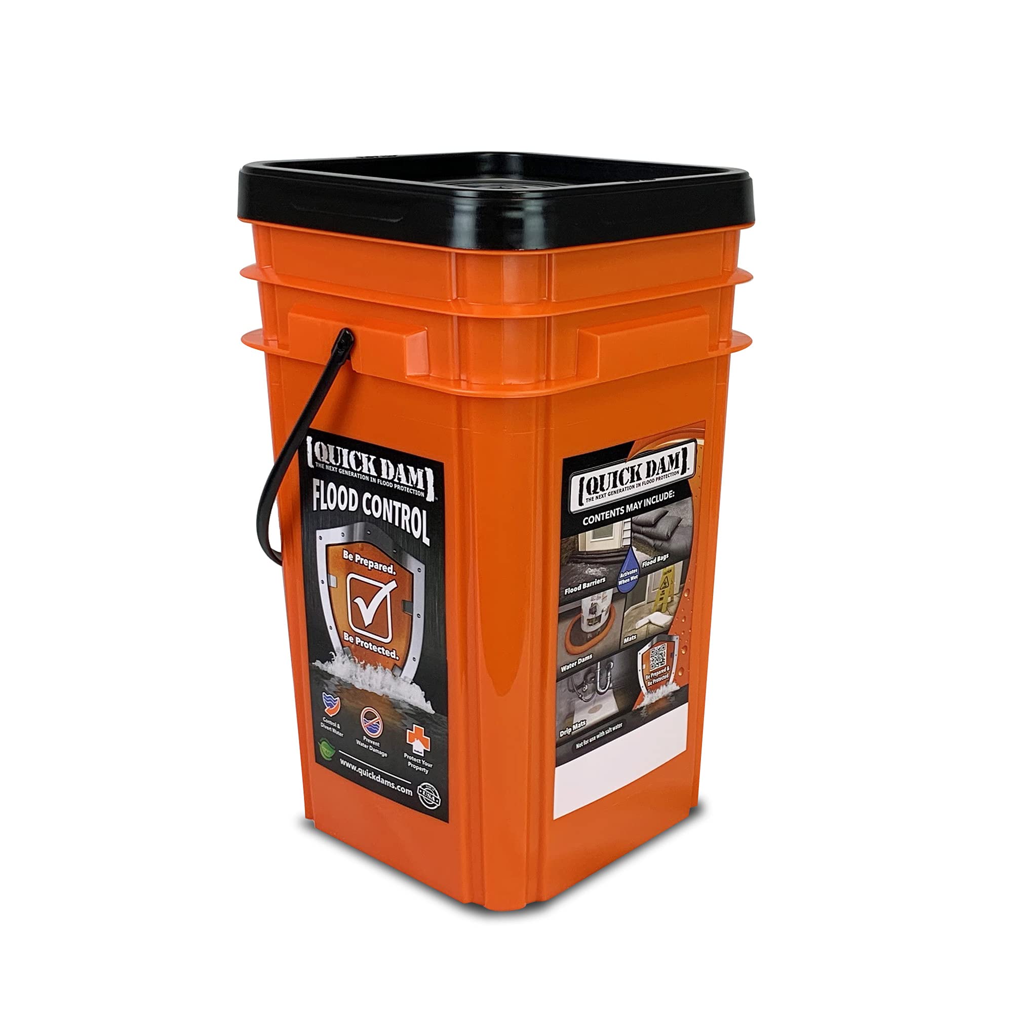 Quick Dam Grab & Go Flood Kit includes 20- 2ft Flood Bags in Bucket , Black , 1 Kit - QDGGFB-20
