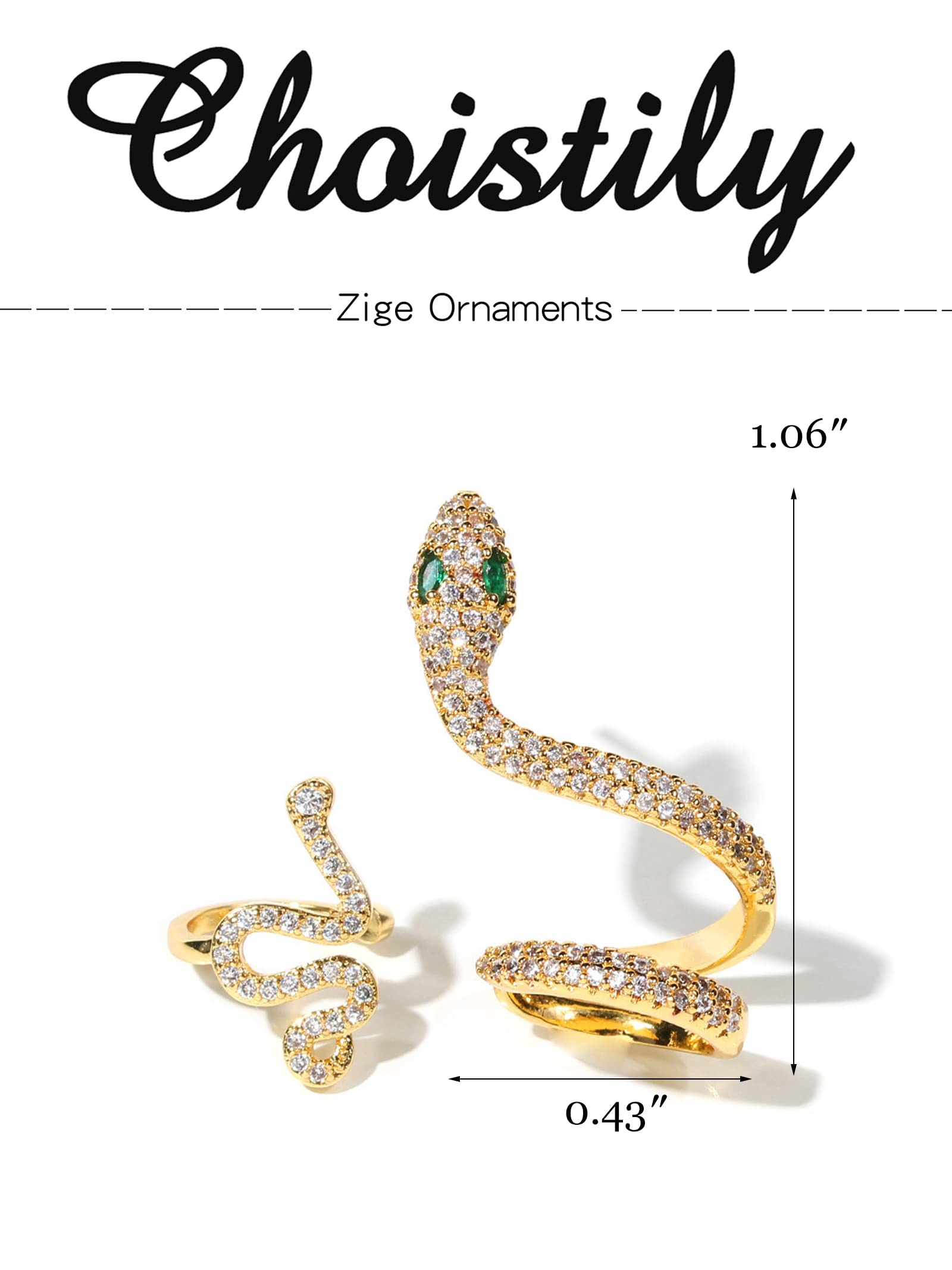 Snake Stud Earrings Ear Cuffs for Women Pierced Ear Wrap Snake Climber Earrings Vintage Cartilage Clip on Earrings(Gold)