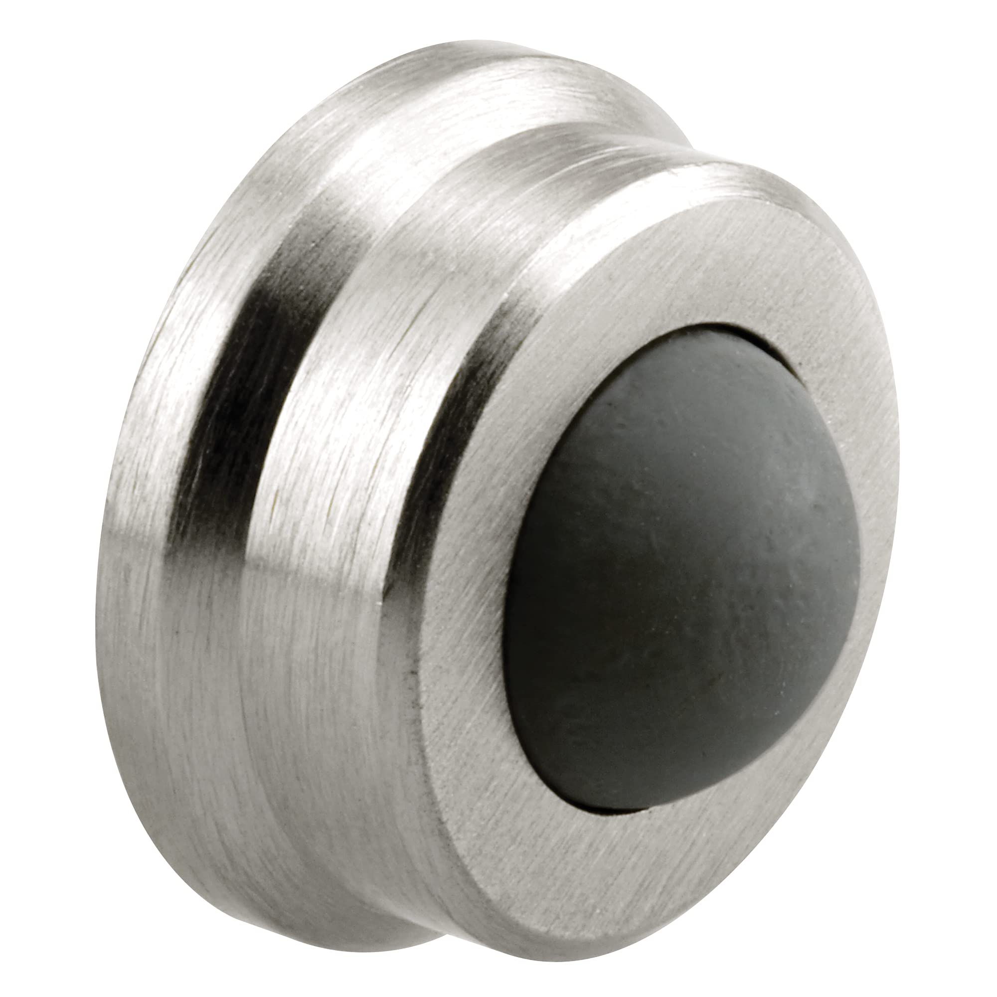 Prime-Line MP4647-1 Wall Stop, 1 In. Outside Diameter, Cast Brass, Brushed Chrome w/Rubber Bumper (Single Pack)