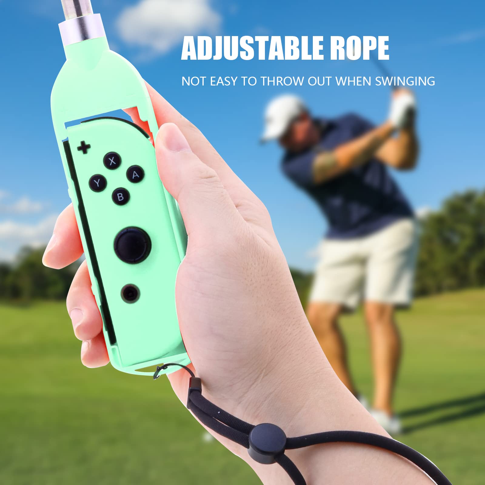 NANANINO Golf Clubs for Nintendo Switch Mario Golf Super Rush 2021, Adjustable Handle Grip Compatible with Mario Golf Switch - Green and Blue
