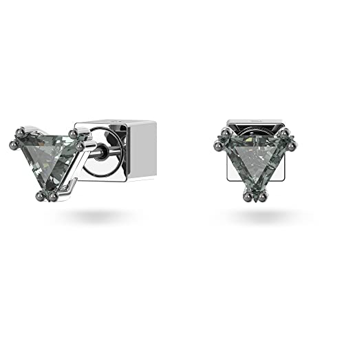 Swarovski Stilla Stud Earrings, Triangle Cut Crystal, Black, Ruthenium plated