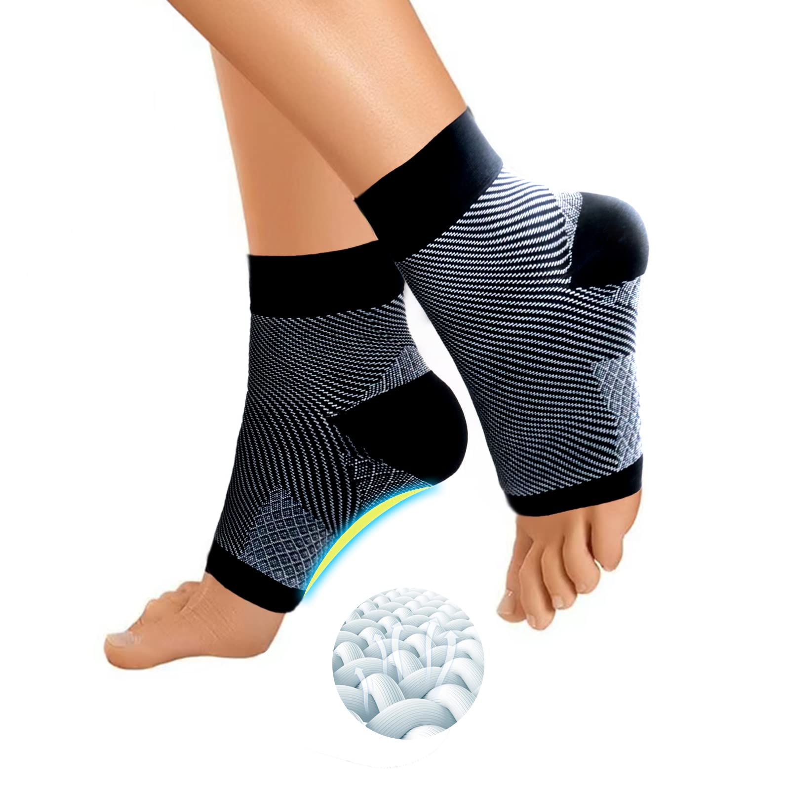 Ryscam Plantar Fasciitis Compression Socks for Women & Men, 2.0Version Foot Compression Sleeves for Heel/Arch Support, Relieve Plantar Fasciitis/Heel Pain for Everyday Use-Large