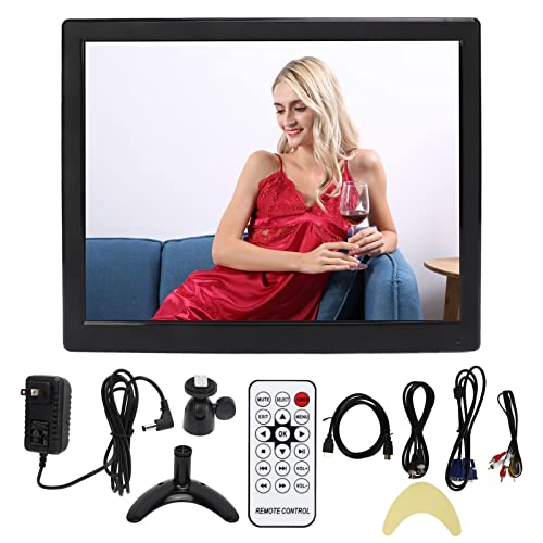VGA AV BNC USB DC Input Monitor, 12.1in TFT LED Monitor Dual Speakers Multifunctional Easy Installation Portable 100‑240V with Remote Control for DVRs (US Plug)
