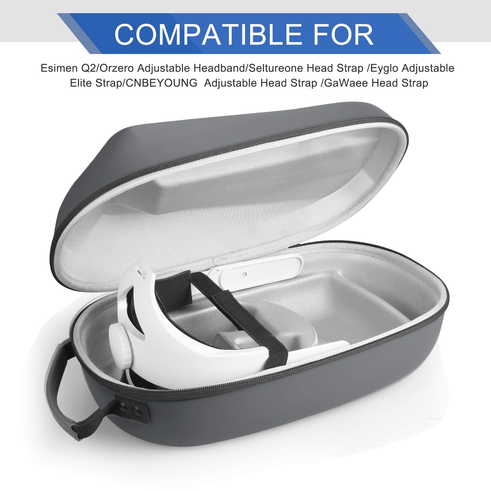 Oculus Quest 2 Accessories All-in-One Bundle, Meta Quest 2 Head Strap Replace - Quest 2 Case, Face Pad, Controller Grips Cover, Enhanced Support and Comfort in VR, Holiday Travel Kits (Gray Case)