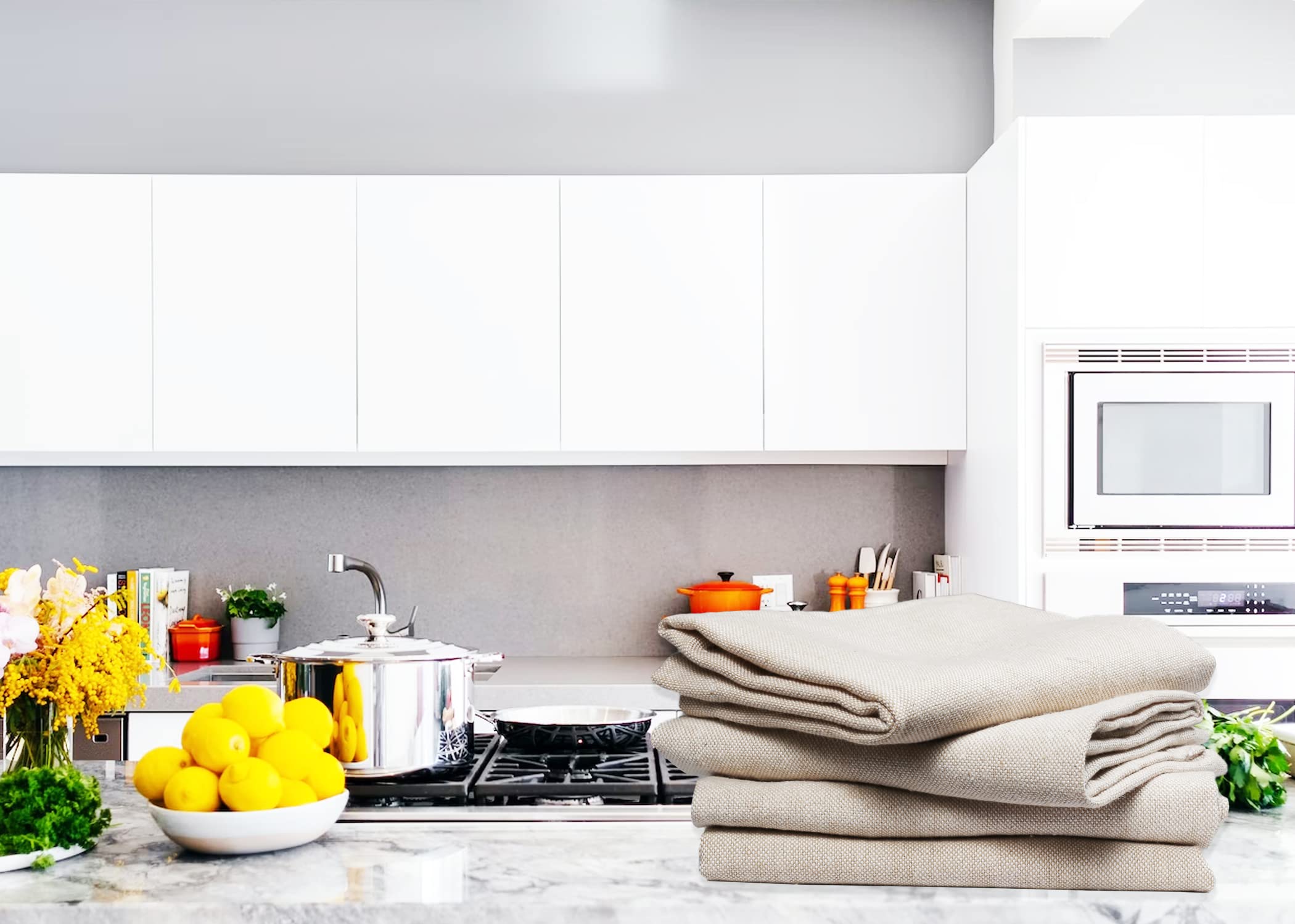 RIANGI Beige Kitchen Towels 100% Cotton Kitchen Washcloths for Dishes, Ultra Soft Absorbent Colorful Kitchen Towels Bar Towels Commercial, 14x14 Inches, 12-Pack Aesthetic Kitchen Essentials