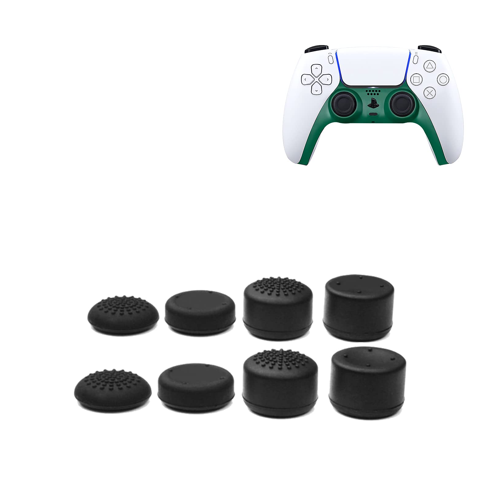 PS Five Controller Accessories, AKNES Customized Face Plates Replacement for PS Five Wireless Controller Accessories Decoration Shells Clip Cover DIY with 8PCS Thumb Stick Grips (Light Green)