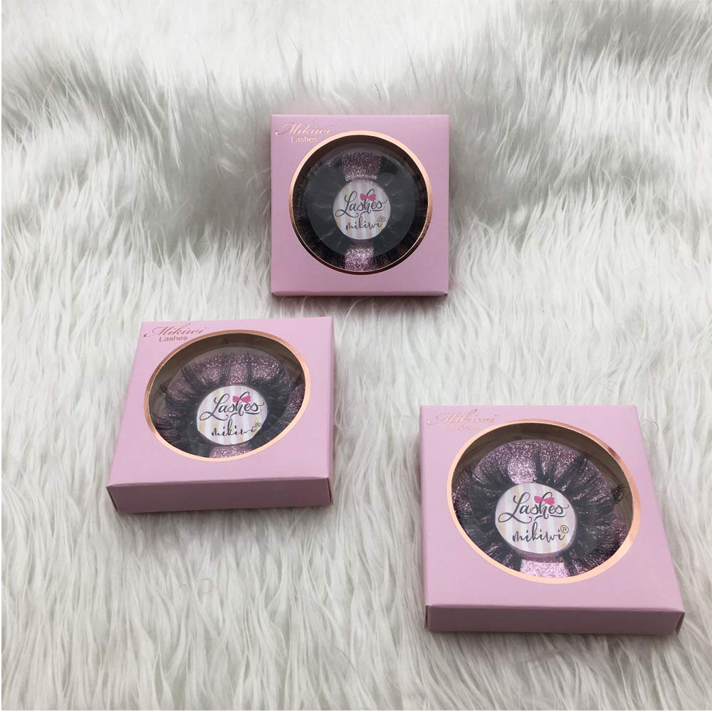 Mink lashes Mikiwi 3 Pairs Eyelashes D384-3, Real Mink Eyelashes, Fluffy Mink Lashes, Thick HandMade Full Strip Lashes, Cruelty Free Luxury Makeup Dramatic Lashes, 20mm 3D Mink Lashes