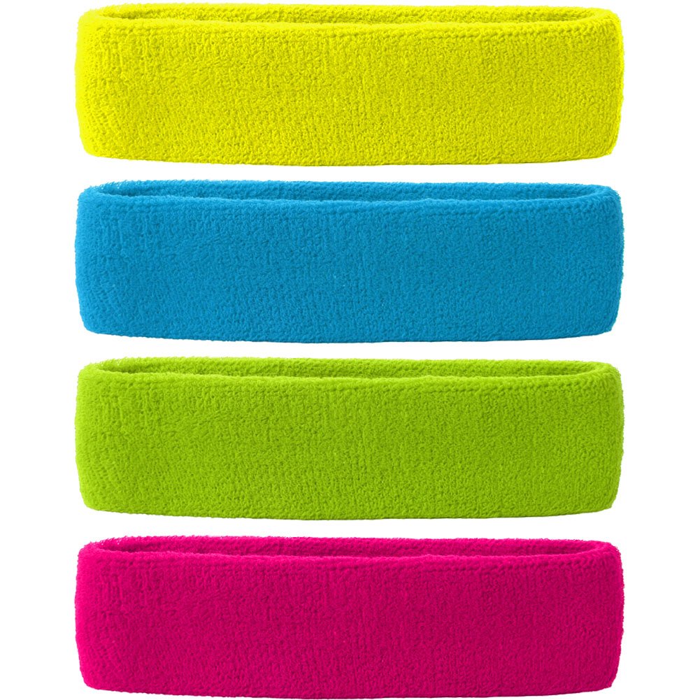 MAKLULU Double Terry Headbands for Sports & Outdoors, Moisture Sweat Wicking with 2 ply 100% Cotton Surface, 4PCS Colorful Pack - T02