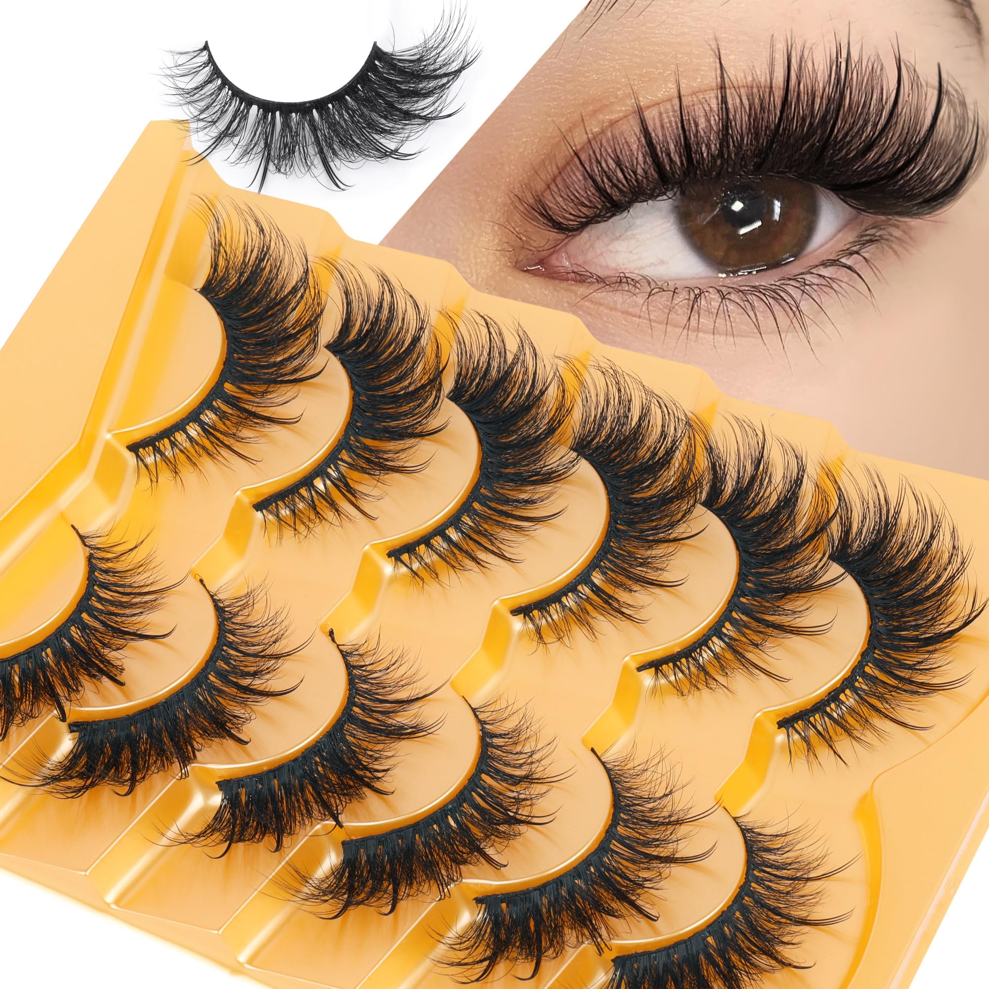 Mink Lashes Natural Look Wispy False Eyelashes Fluffy Fairy False Lash Strips that look Like Extensions 19mm Faux Mink Lash Cat Eye Lash by Focipeysa
