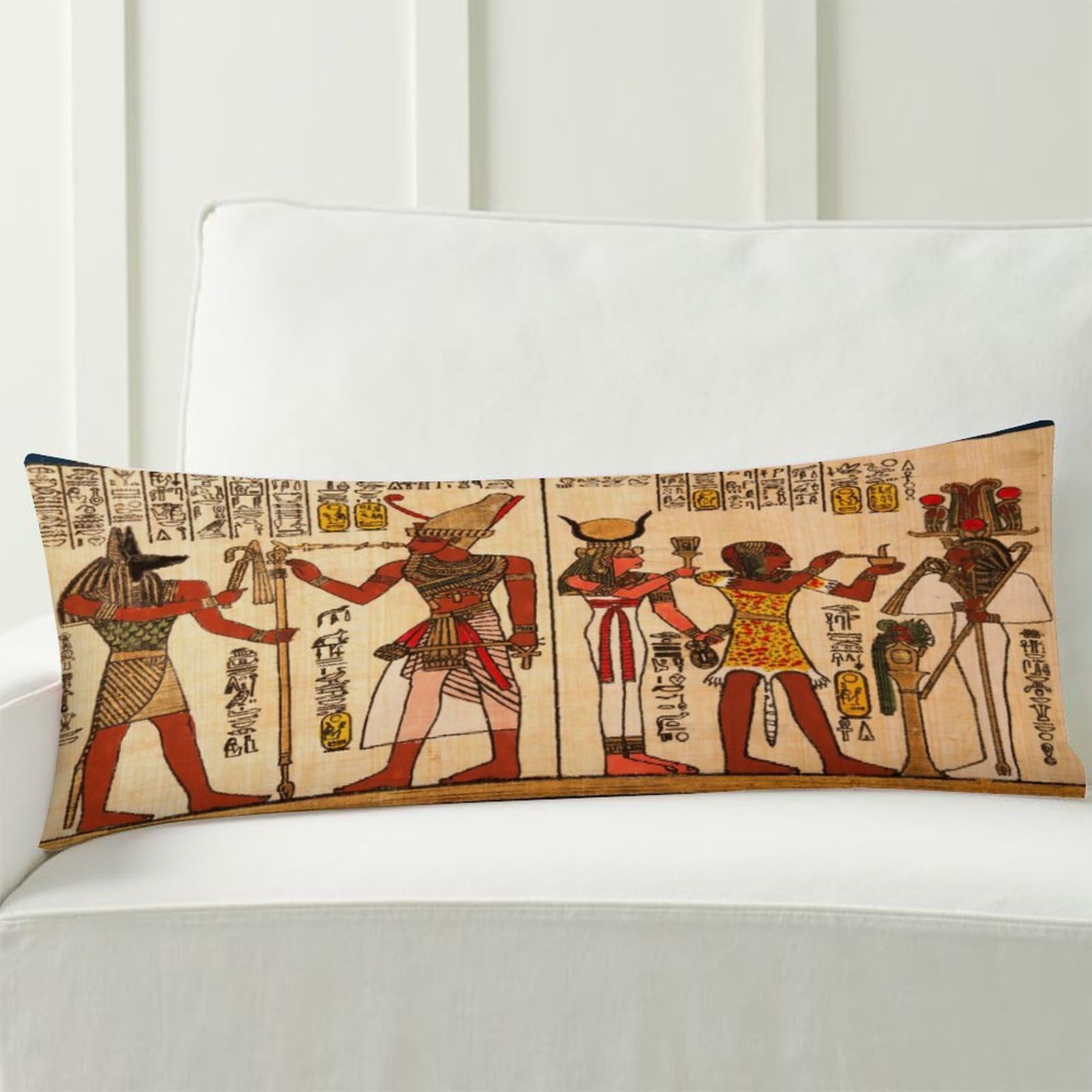 Lycomify Body Pillow Cover,Egyptian Papyrus Antique Hieroglyphs Printed Long Pillow Cases Protector with Zipper Decor Soft Large Covers Cushion for Beding,Couch,Sofa,Home Gift 20"x54"