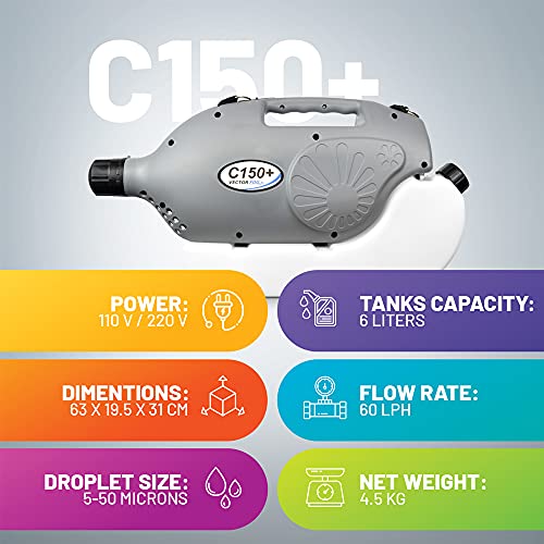 Vectorfog C150+ Electric ULV Fogging Mosquito, Bug Insect Fogger Machine - Outdoor Yard Sprayer for Mosquitoes and Disinfectants- Mist Foggers for Mold, Insecticide (Includes Free Shoulder Strap) - 6L