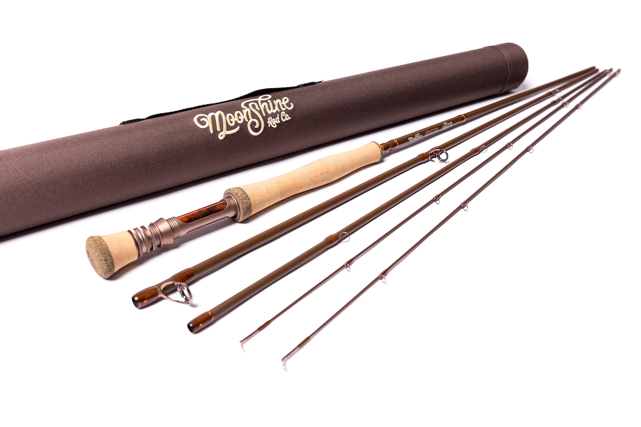 Moonshine Rod Co. Fly Fishing Rod with Carrying Case and Extra Rod Tip Section Fast Action, The Vesper, 7wt 10'