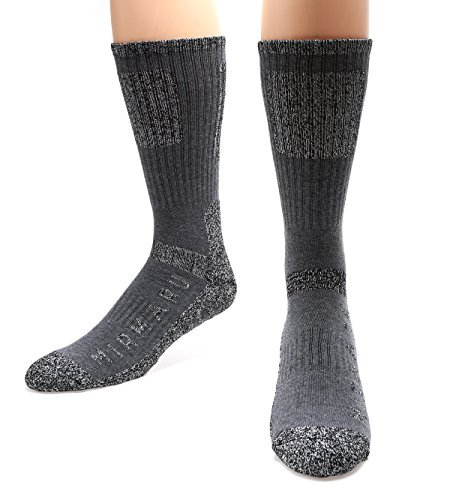 MIRMARU M202-Medium-Men's 5 Pairs Multi Performance Outdoor Sports Hiking Trekking Crew Socks (2Black,2Olive,1Char)