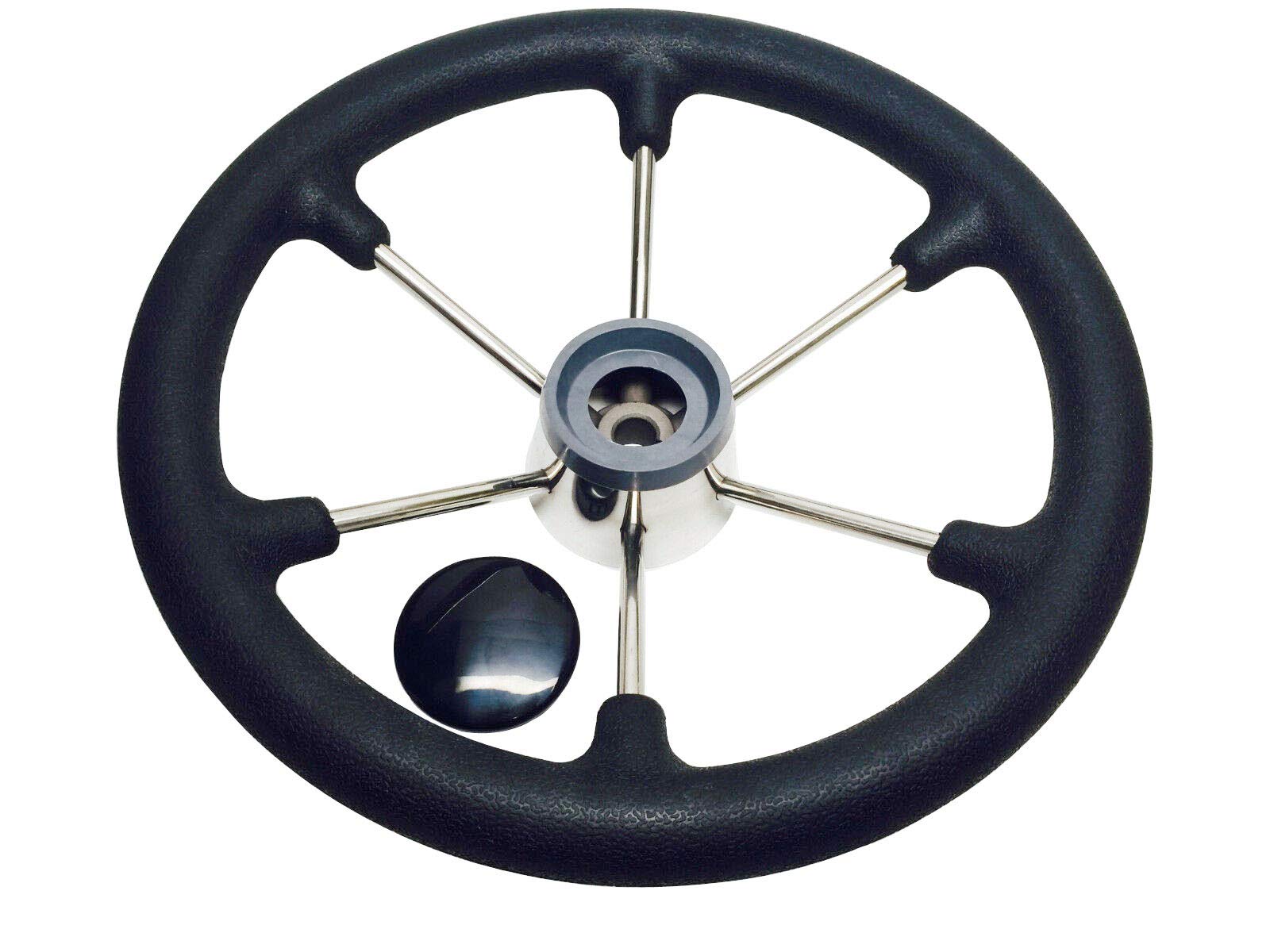 Marine Boat SS304 Steering Wheel with Black Sleeve 6 Spoke 15 1/2"