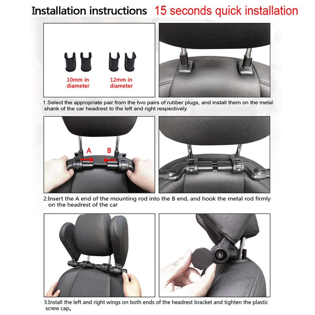 Ovyuzhen Car Headrest Pillow,Car Neck Pillow Head, Shoulder Sleep Cushion Car Side Pillow for Adults Elders Kids and Passenger