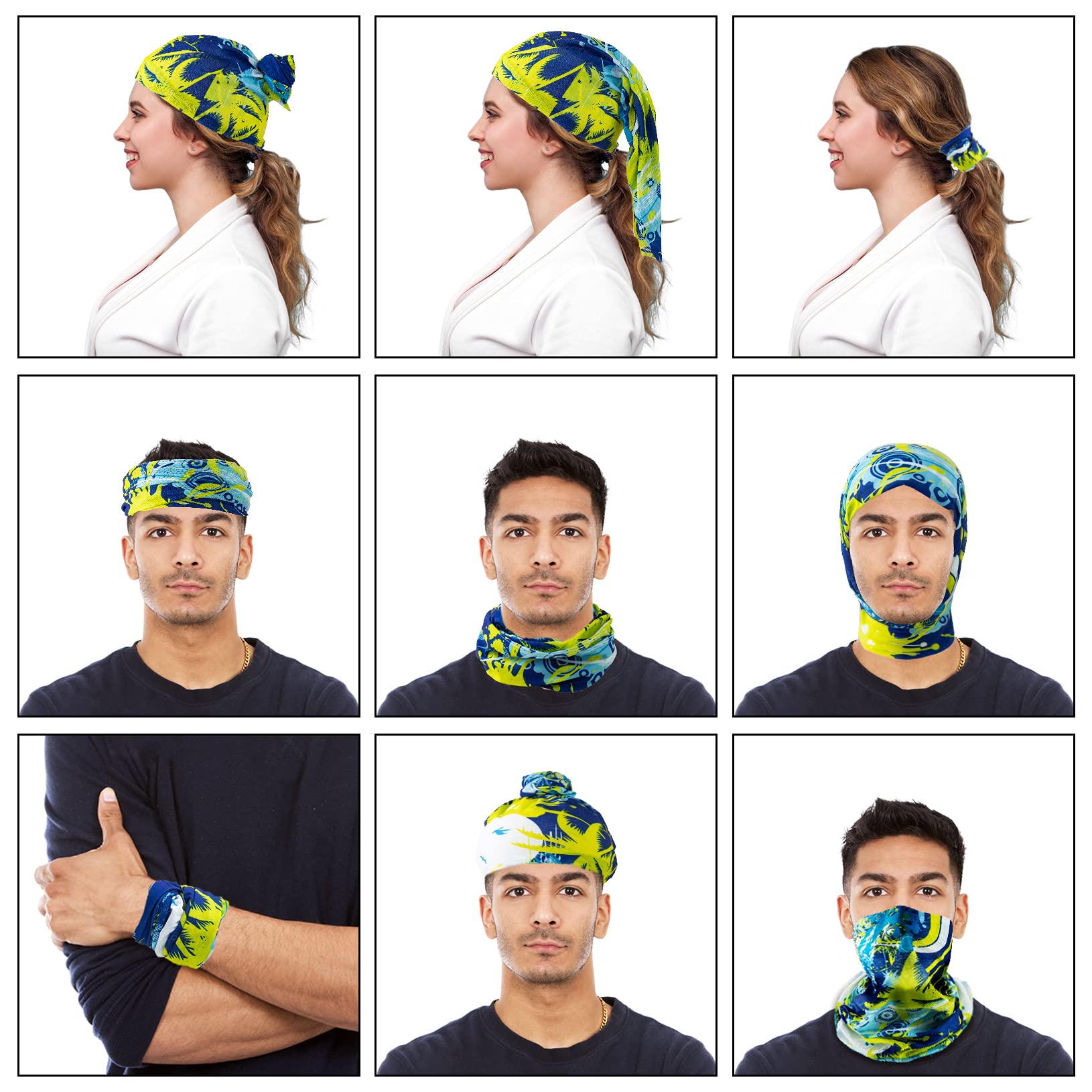 Ponpon 10Pcs Neck Gaiter Unisex Face Mask Scarf Mask for Men Black Gator Face Bandana for Cycling Hiking Motorcycle