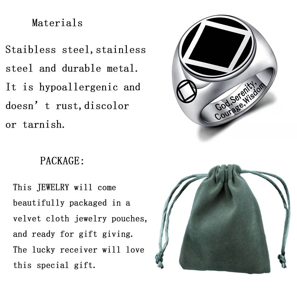 Narcotics Anonymous Jewelry NA Rings Sobriety Gift Recovery NA Narcotics Anonymous Gift Addiction Recovery Gift New Beginnings Gift (Rings NA-S 12)