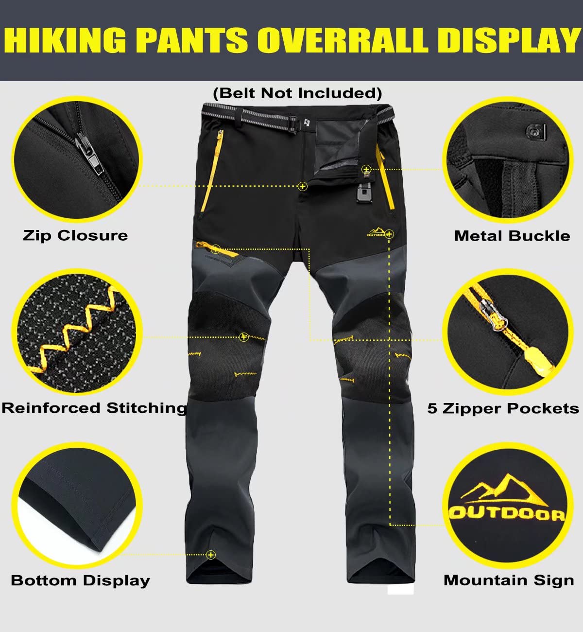 MAGCOMSEN Work Pants for Men Stretch Hiking Pants Mens Quick Dry Pants Water Resistant Pants Climbing Pants Lightweight Pants Camping Pants Mens