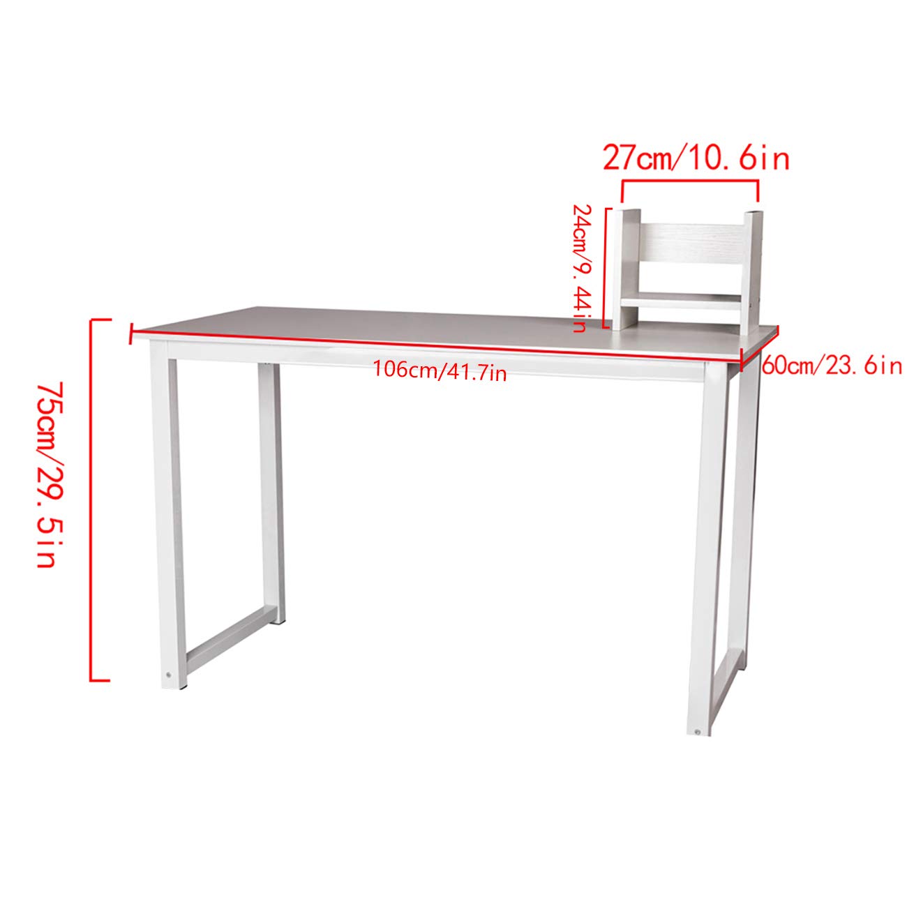nozama Computer Desk for Home Office 47”Writing Study Desk Modern Simple Style Laptop Table (White)
