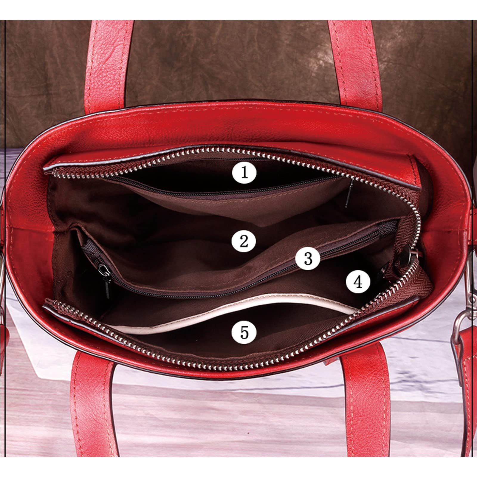 Retro Fashion Designer Shoulder Bag Soft Leather Women'S Crossbody Bag (Red)