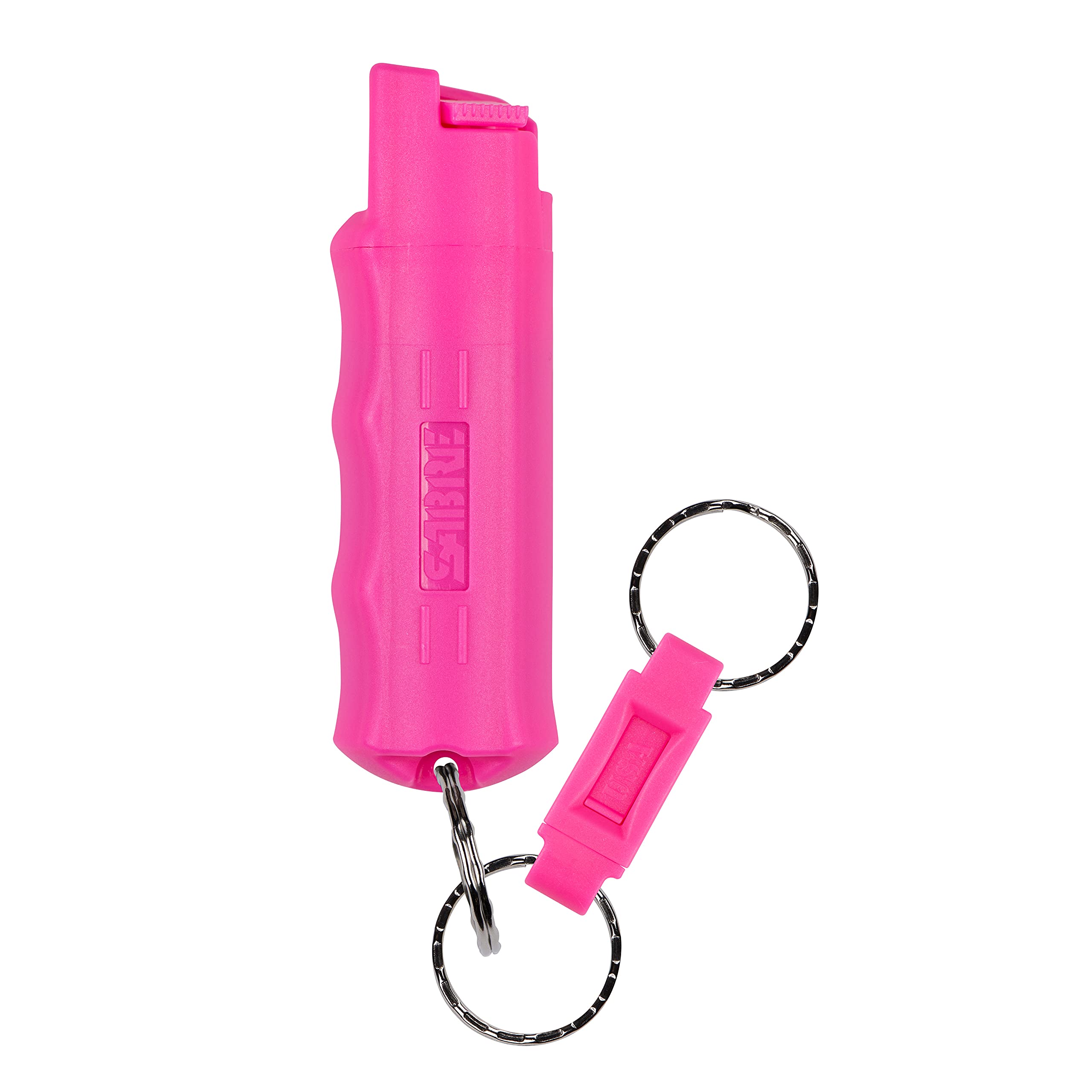 SABRE Clip-On Personal Alarm with LED Safety Light & Pepper Spray Keychain, 25 Bursts of Maximum Police Strength OC Spray, Quick Release Key Ring for Easy Access