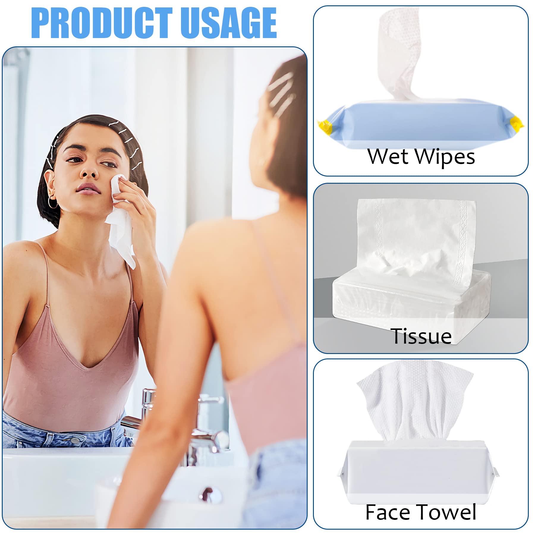 Wipes Dispenser Baby Wipes Holders Keeps Wipes Fresh Refillable Upgraded Wipes Container for Bathroom Wall Mounted Tissues Wipes Case Box with Lid Large Capacity