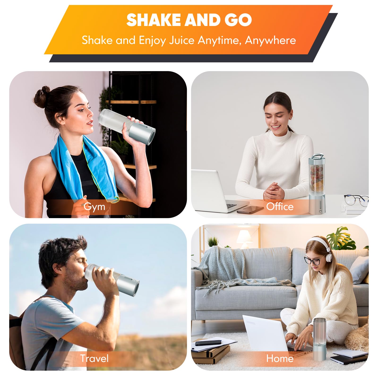 Owaylon Portable Blender, Personal Size Blender for Shakes and Smoothies with 6 Ultra Sharp Blades, 16 Oz Mini Blender USB Rechargeable Magnetic for Travel/Picnic/Office/Gym(Grey)