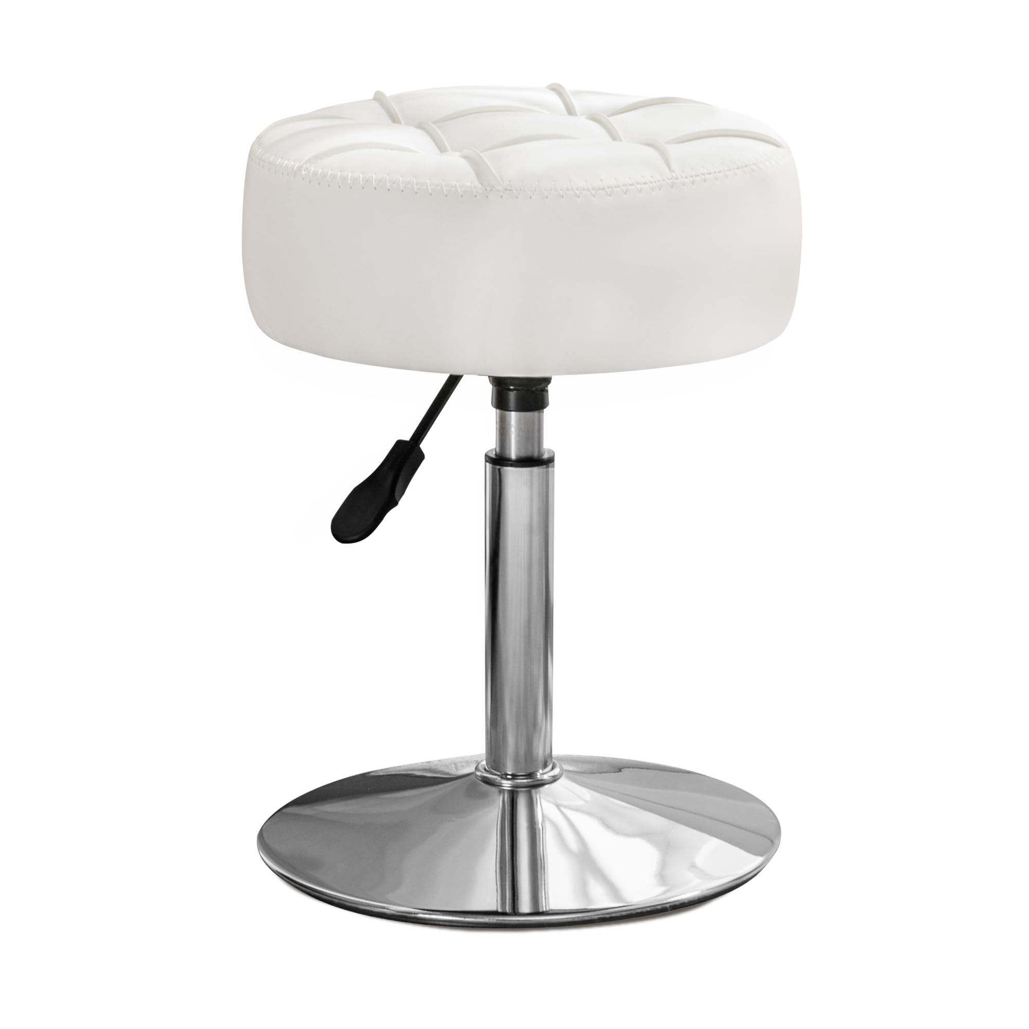 LUE BONA Adjustable Vanity Stool, 360°Swivel Vanity Chair Stool for Makeup Room, White Stool Chair for Vanity, Small Faux Leather Vanity Stool for Bathroom, Living Room