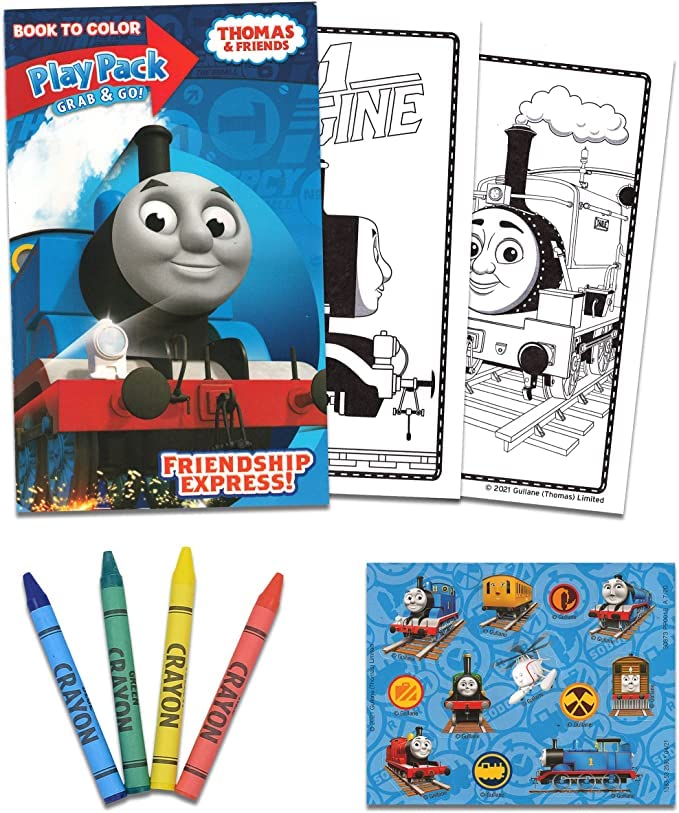 Thomas The Train and Friends Trains Set - 5 Pc Bundle Featuring Thomas, Diesel, Percy, Bash, and Toby Plus Thomas Play Pack with Coloring Pages and Stickers (Thomas The Train Toys)