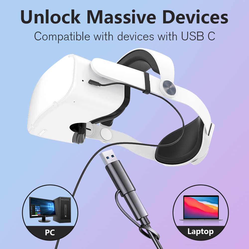 Vimetapro Link Cable 16FT Compatible for Oculus Quest 2/1,USB 3.2 Gen1 5Gbps VR Headset Accessories,High Speed Data Transfer,USB C to USB C Charging Cord for Quest 2 and USB C Port Gaming PC