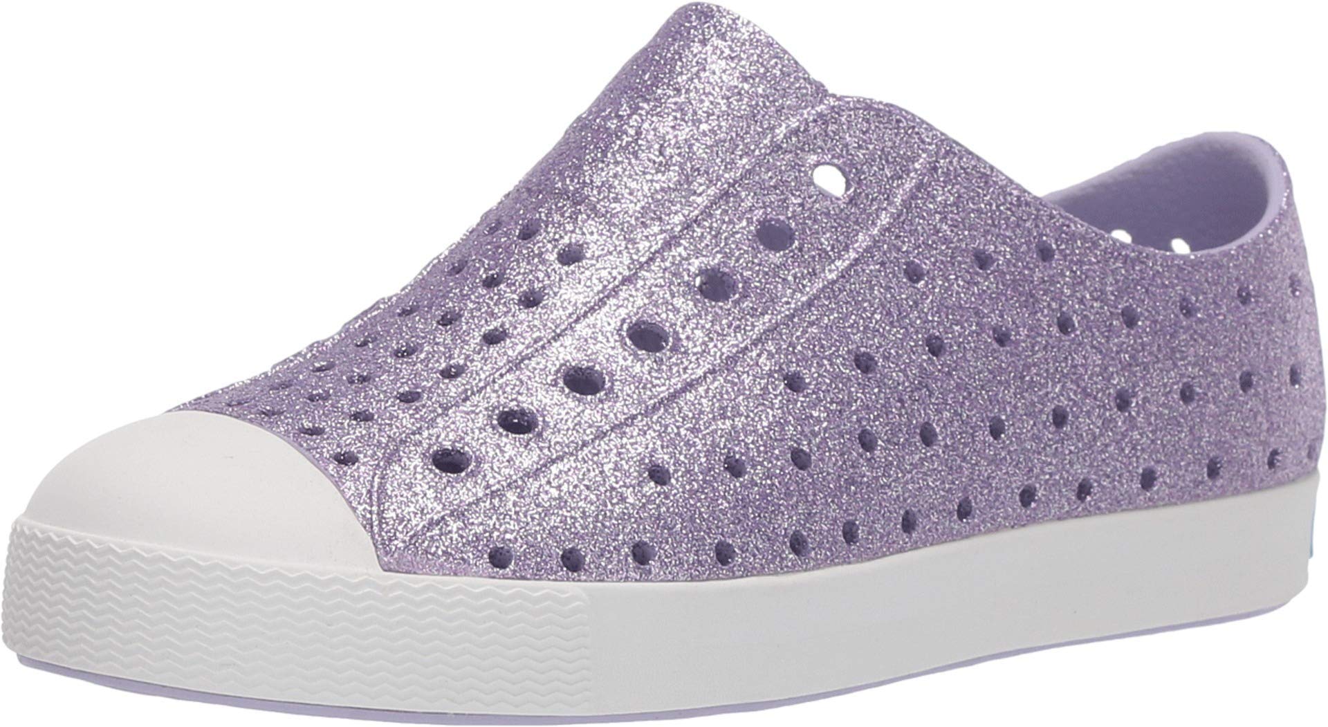 Native Shoes Kids Womens Jefferson Bling Glitter (Little Kid) Powder Bling/Shell White 11 Little Kid M