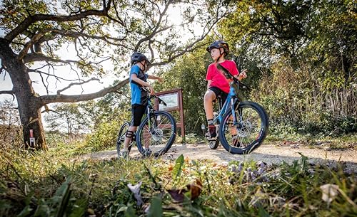 Mongoose Switchback Kids Mountain Bike with 20-Inch Wheels in Blue, Aluminum Hardtail Frame, 8-Speed Drivetrain, and Mechanical Disc Brakes