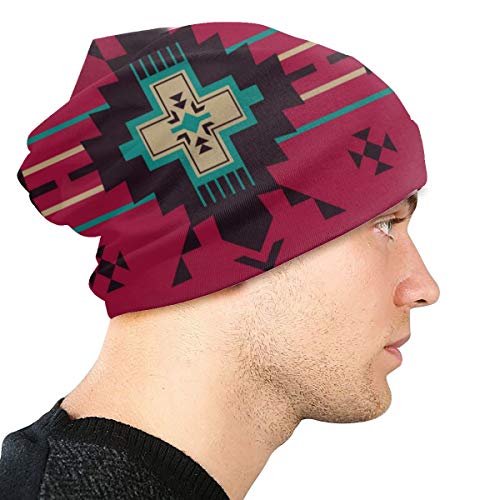 Native Southwest American Indian Aztec Navajo Knit Beanie Hat Cap Winter Caps Hats Cuffed Plain Skull Cap for Men Women
