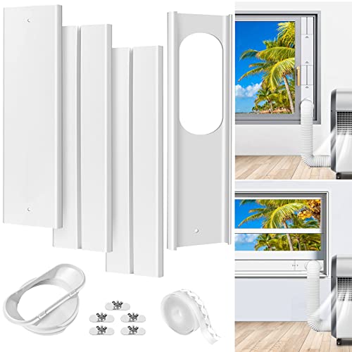 Vquand Portable AC Window Kit, AC Window Seal Max Adjustable Length 61" for Vertical & Horizontal Sliding Window,Window Vent Kit for 5.1"&5.9" Exhaust Hose