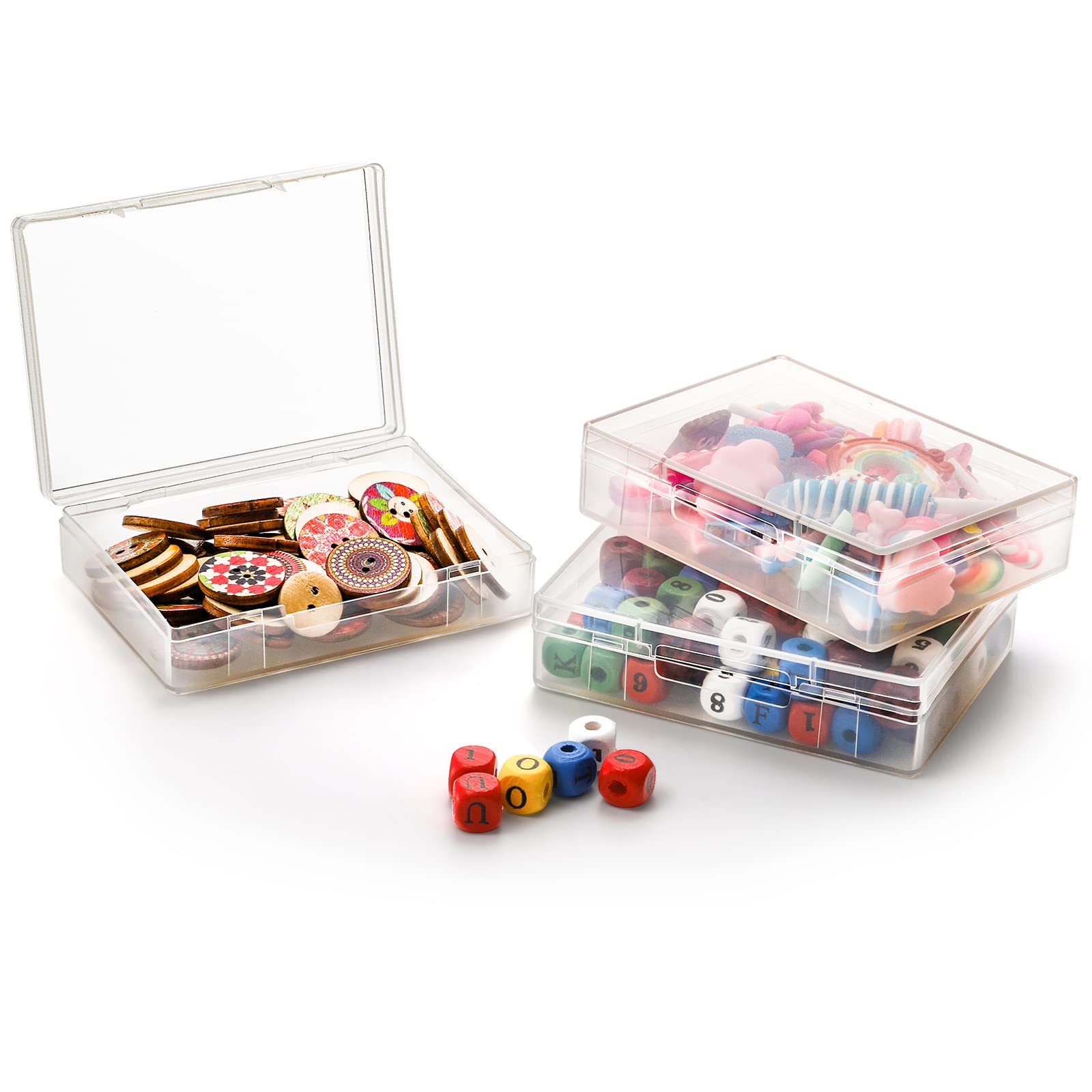 Tebery 24 Pack Playing Card Deck Cases Boxes Snaps Closed, Empty Plastic Storage Box Card Holder Organizer, Rectangle Clear Card Case for Business Trading Card Bridge Size Cards