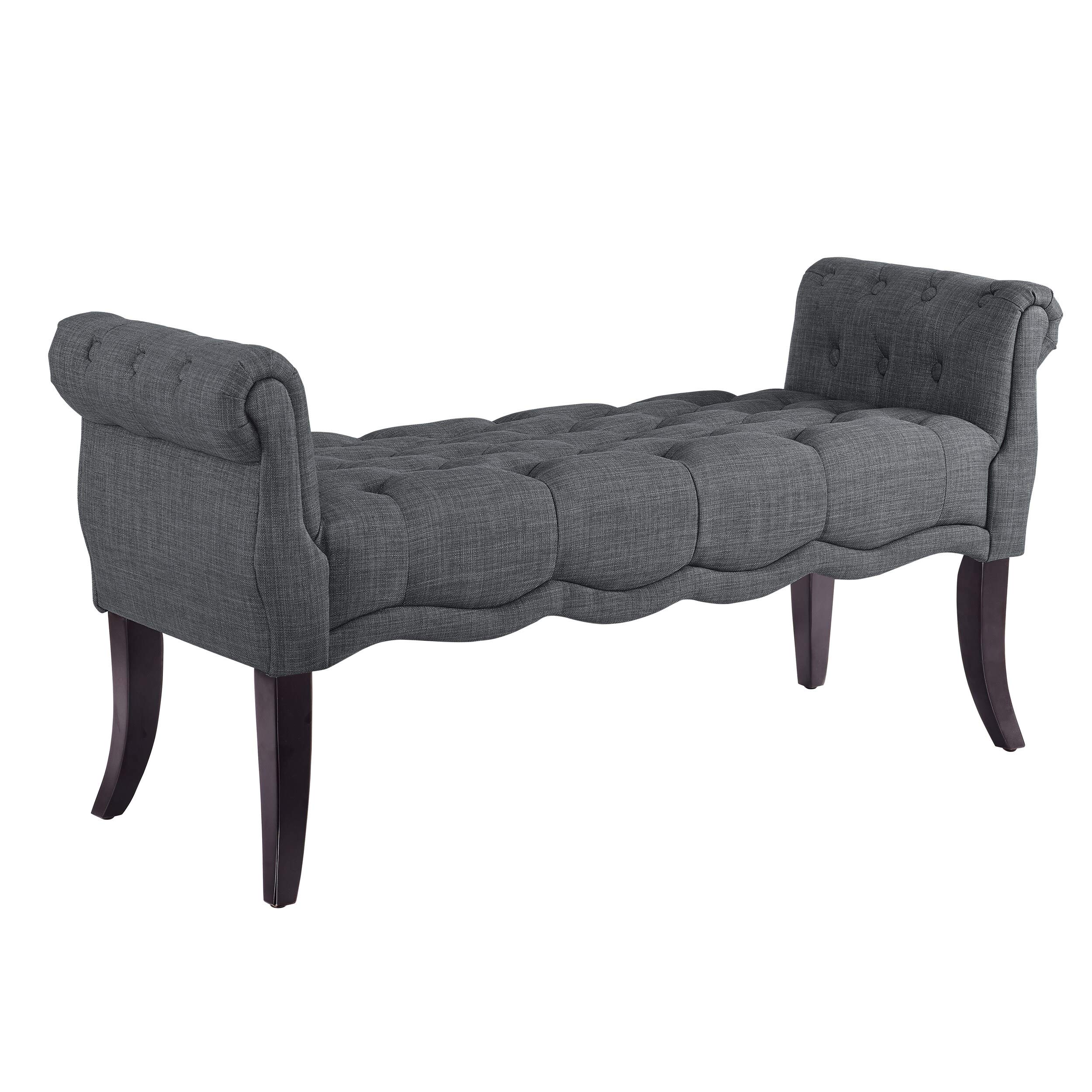 Linon Mason Charcoal Rolled Arm Bench
