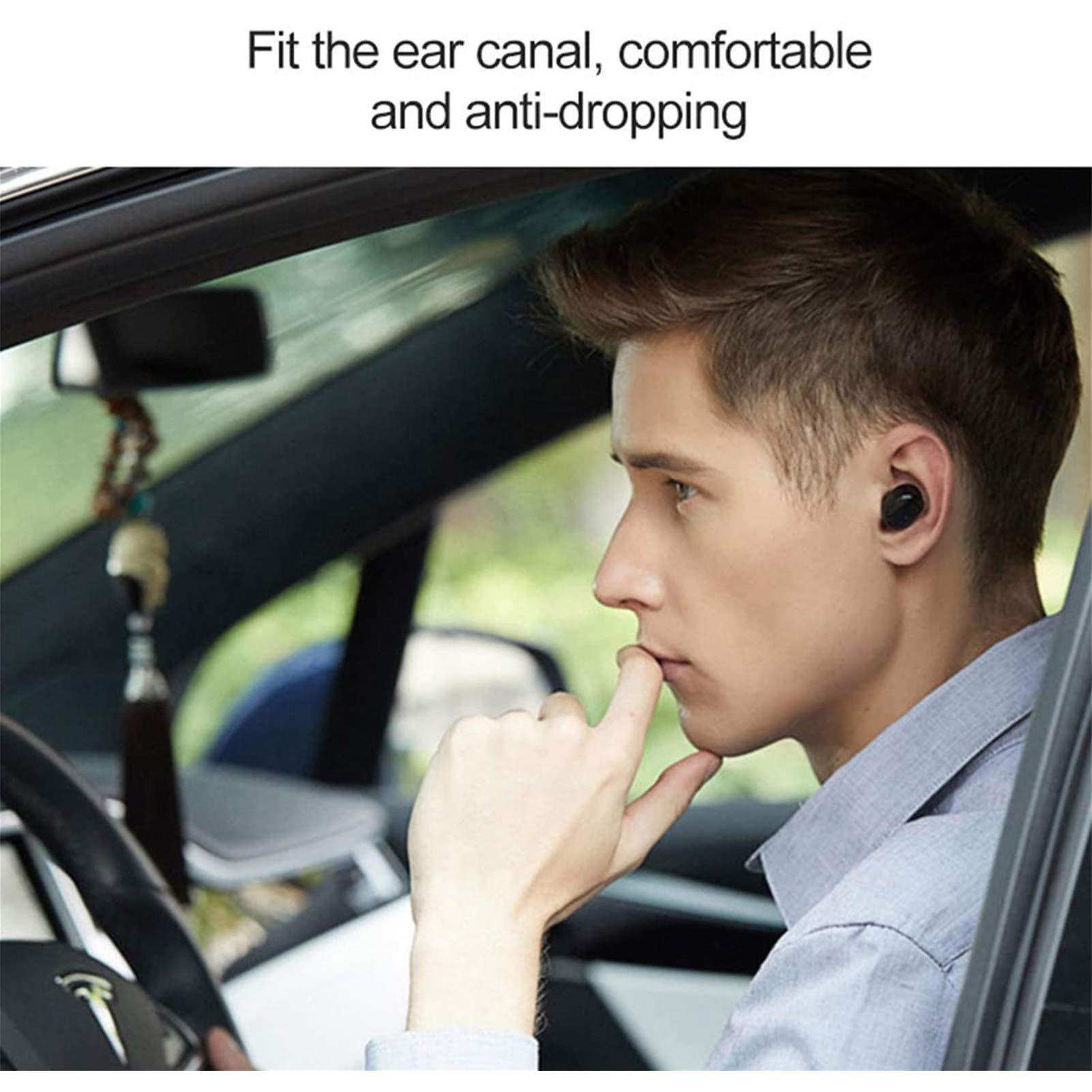 Mini Bluetooth Earbud,IULONEE Wireless Sport Earphone Portable Earpiece Small Invisible Headphone IPX5 Waterproof HiFi 3D Stereo Car Bluetooth Headset with Microphone for Cell Phone (1 Pair,Black)