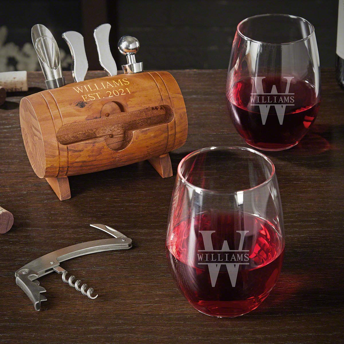 Personalized Wine Opener Set with Wine Glasses (Custom Product)